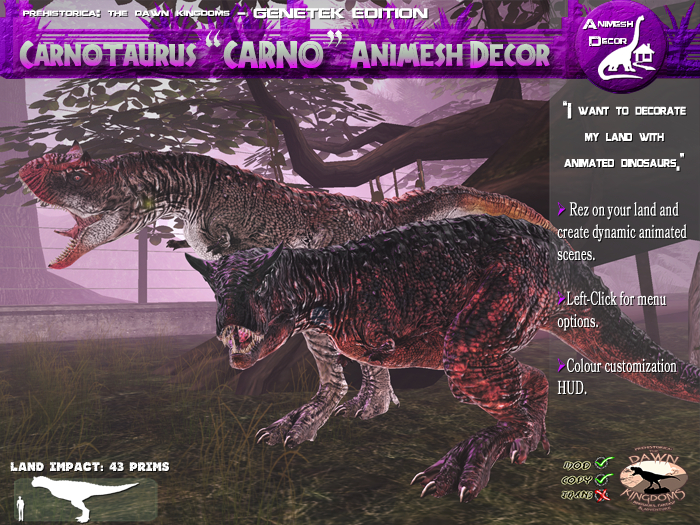Second Life Marketplace - CARNOTAURUS “CARNO” [GENETIC EDITION] ~ DECOR ...
